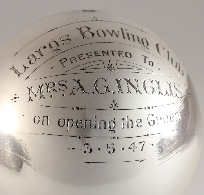 Glasgow Silver Bowling Ball Trophy. Largs Bowling Club 1947.