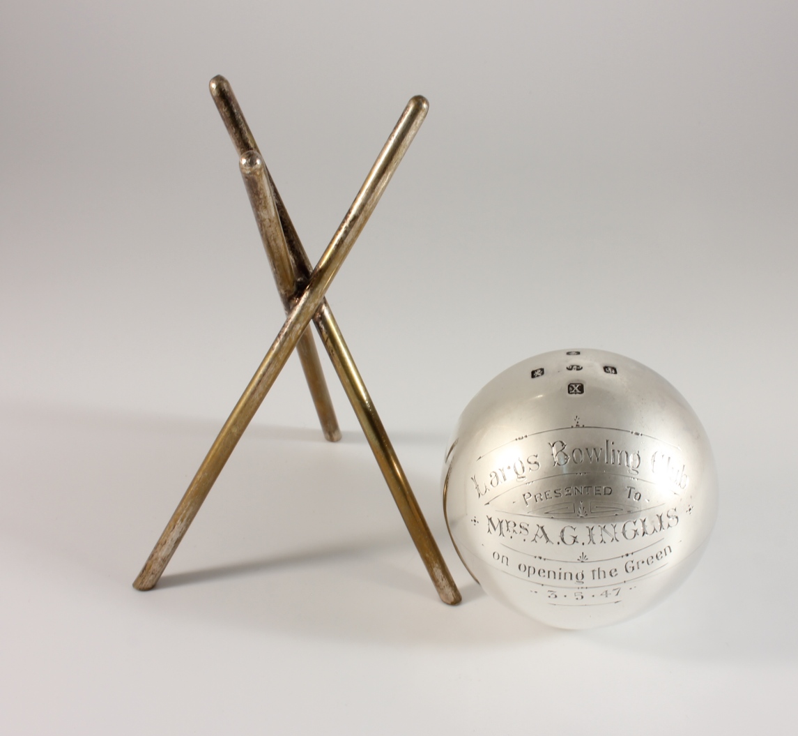 Glasgow Silver Bowling Ball Trophy. Largs Bowling Club 1947.