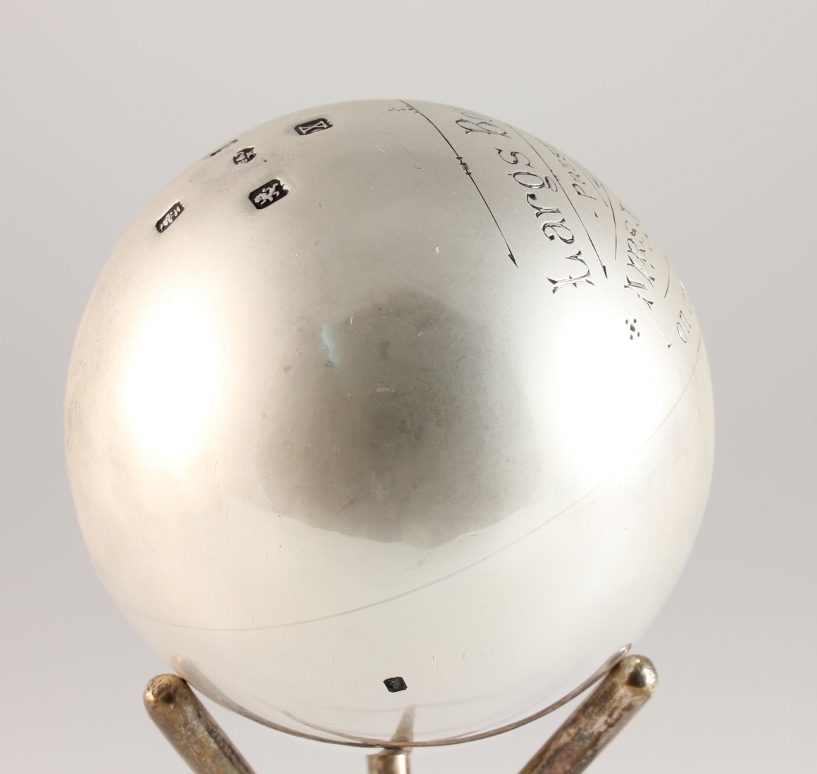 Glasgow Silver Bowling Ball Trophy. Largs Bowling Club 1947.