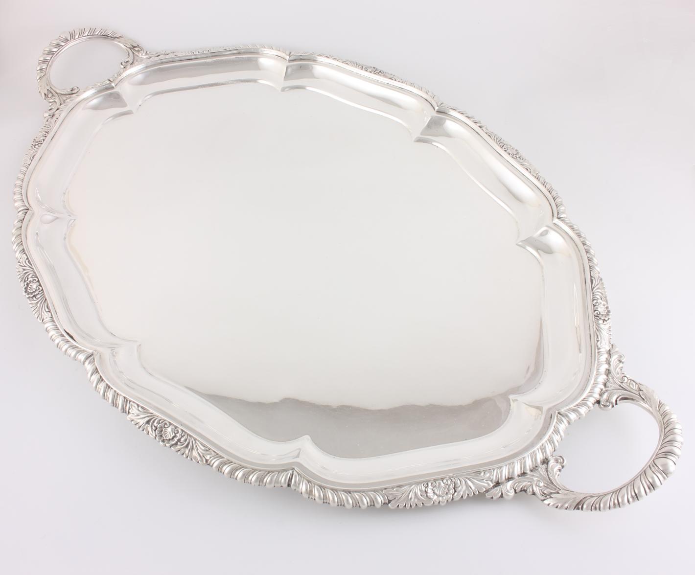 X Large Silver Plated Serving Tea Drinks Tray. Latham & Morton.