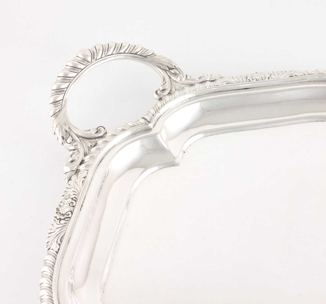 X Large Silver Plated Serving Tea Drinks Tray. Latham & Morton.