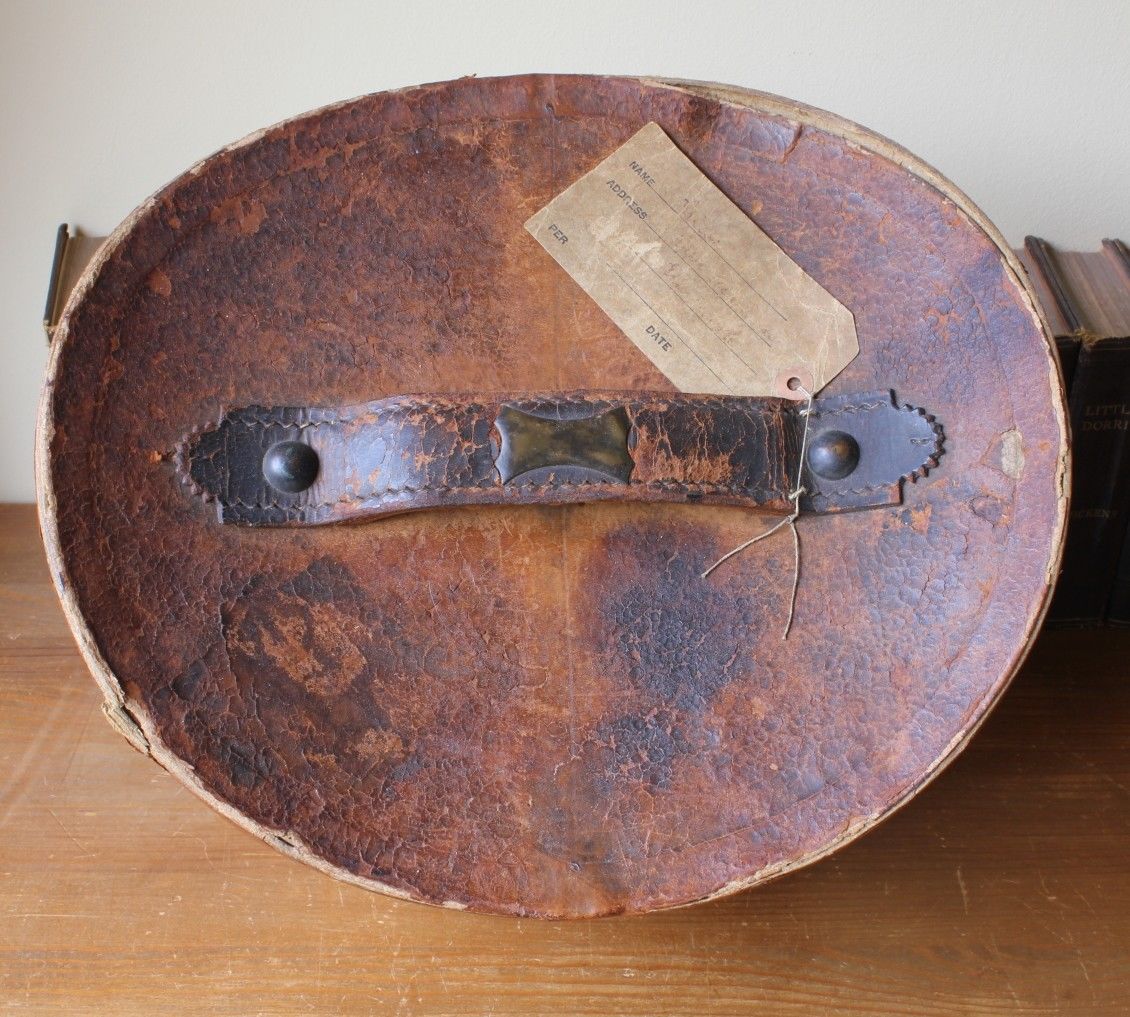 Brown Leather Top Hat Case Box.