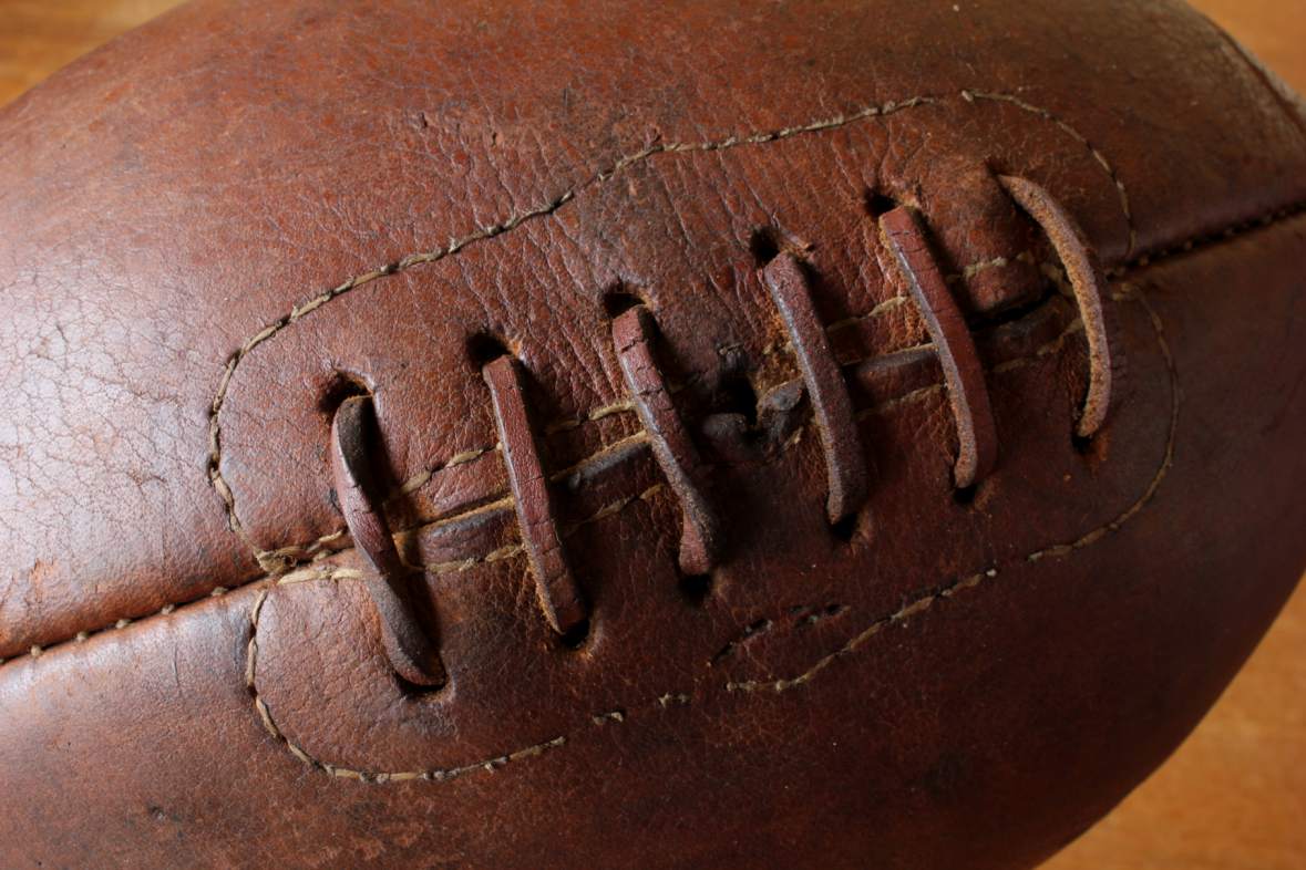 Leather Laced Rugby Ball. Antique c1930. Rugby Gift. Display Shop Ball.