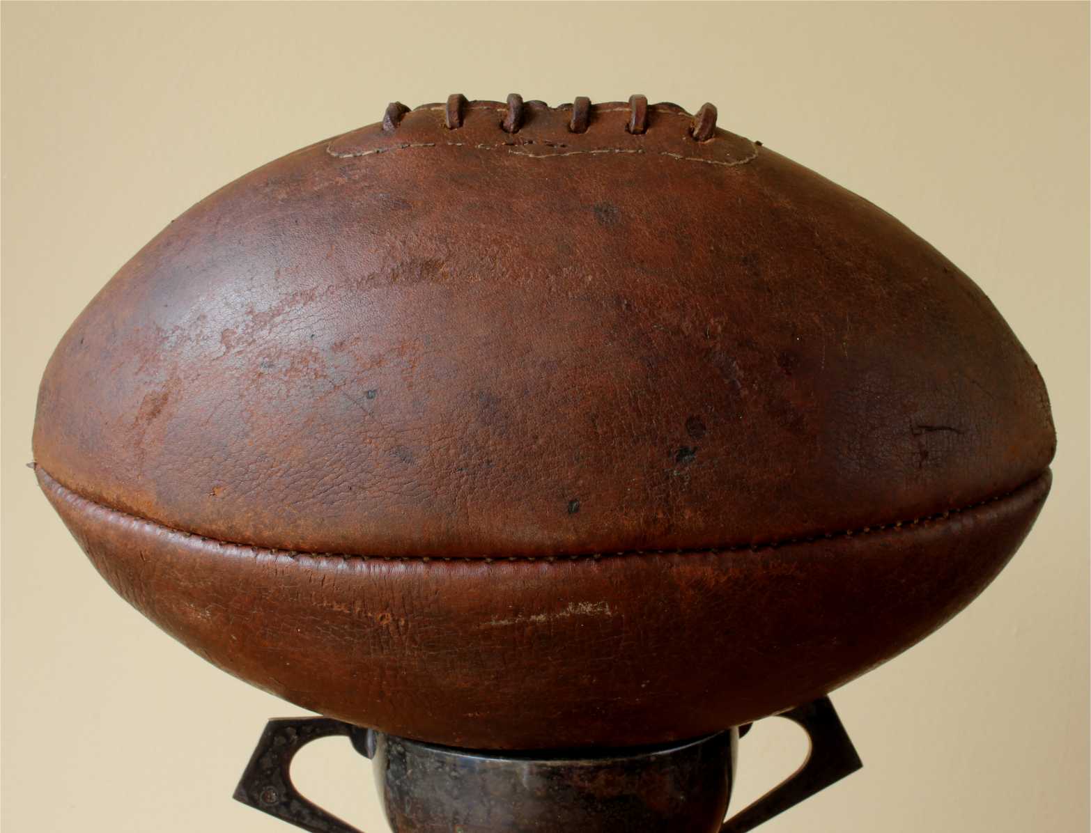 Leather Laced Rugby Ball. Antique c1930. Rugby Gift. Display Shop Ball.