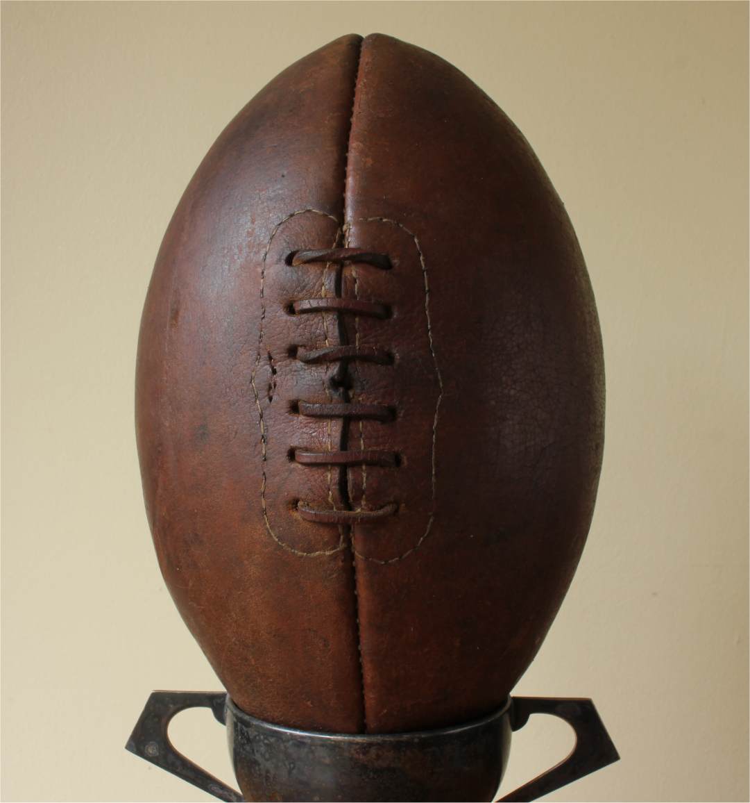 Leather Laced Rugby Ball. Antique c1930. Rugby Gift. Display Shop Ball.