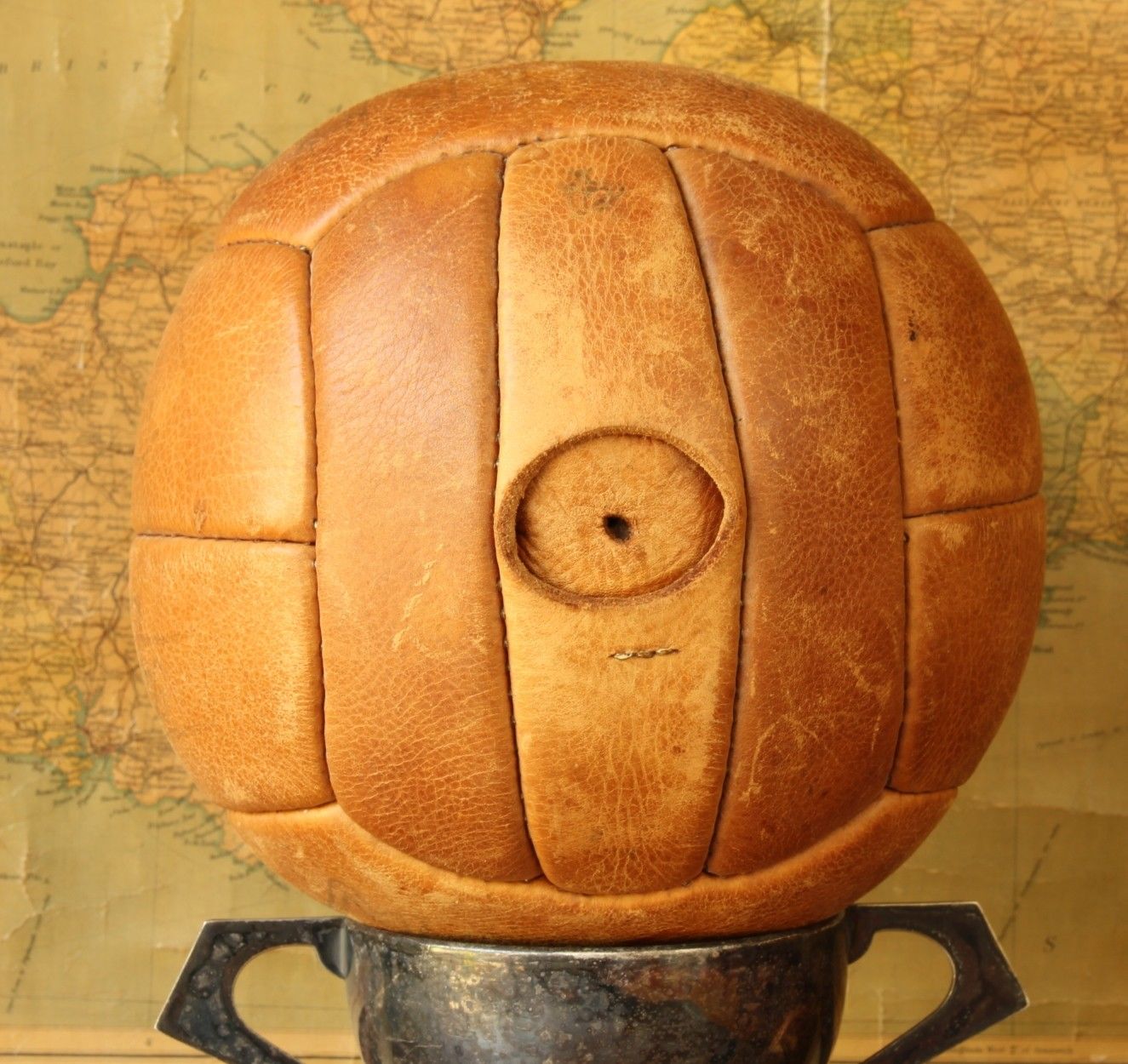 Vintage Master 1950s Football. Valve Hole Type Leather Old 13 Panel ...