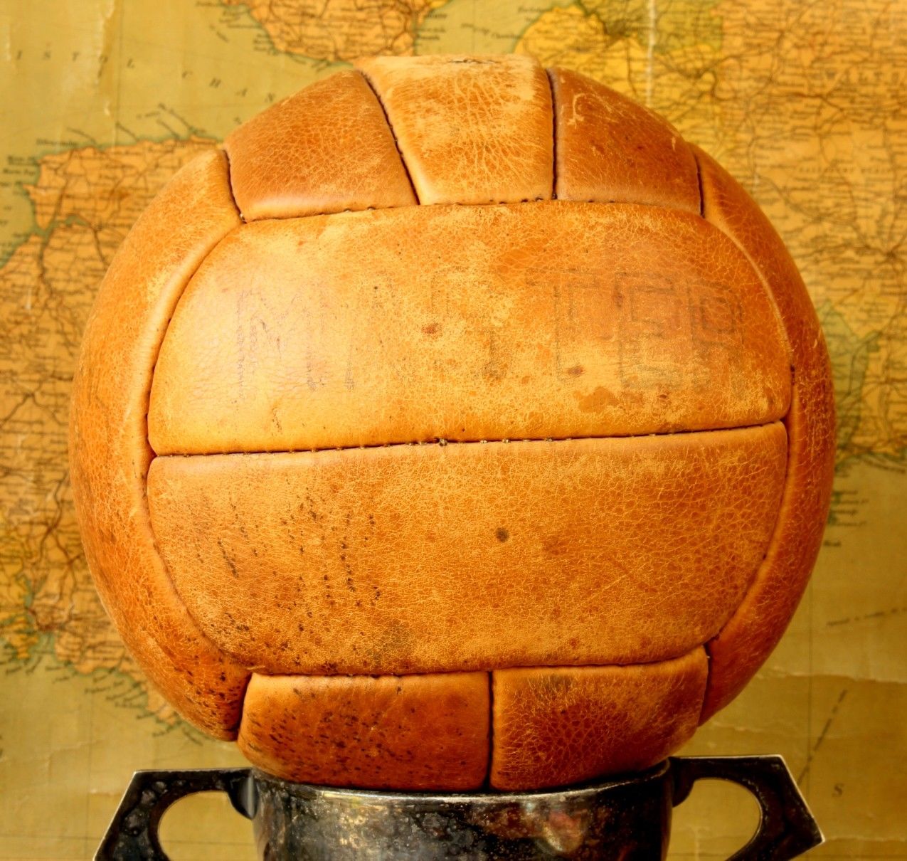 Vintage Master 1950s Football. Valve Hole Type Leather Old 13 Panel ...