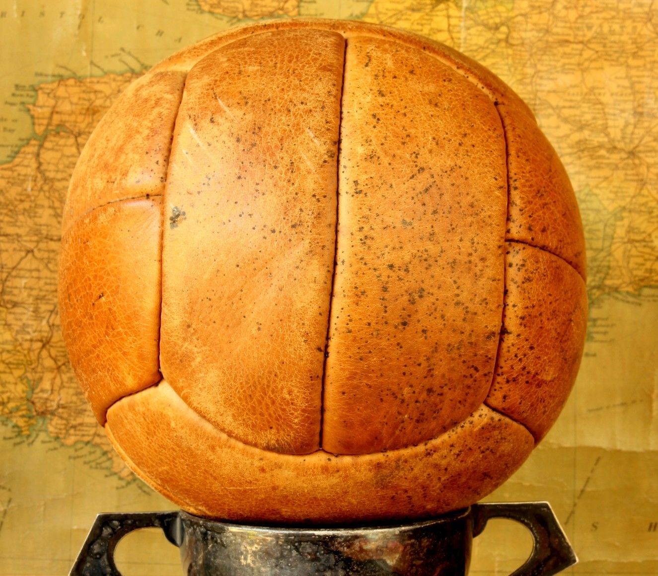 Vintage Master 1950s Football. Valve Hole Type Leather Old 13 Panel ...