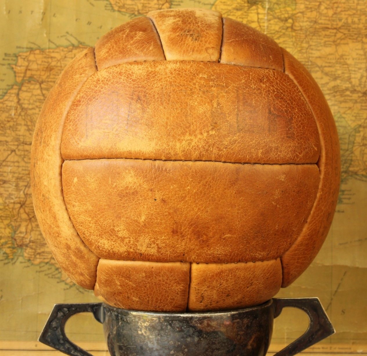 Vintage Master 1950s Football. Valve Hole Type Leather Old 13 Panel ...