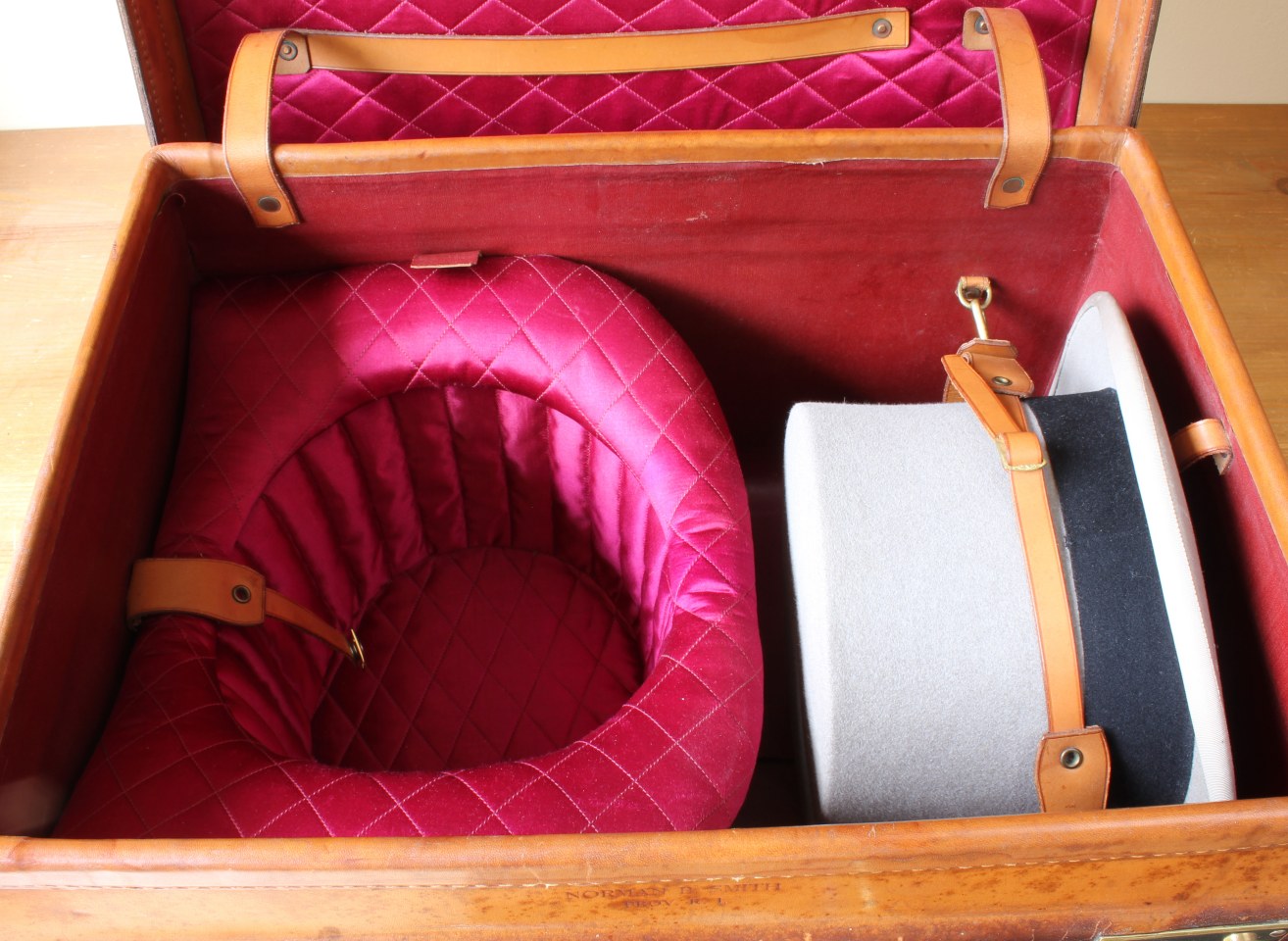 Antique Leather Top Hat Box Case. Large Size Travel Trunk. N Smith ...