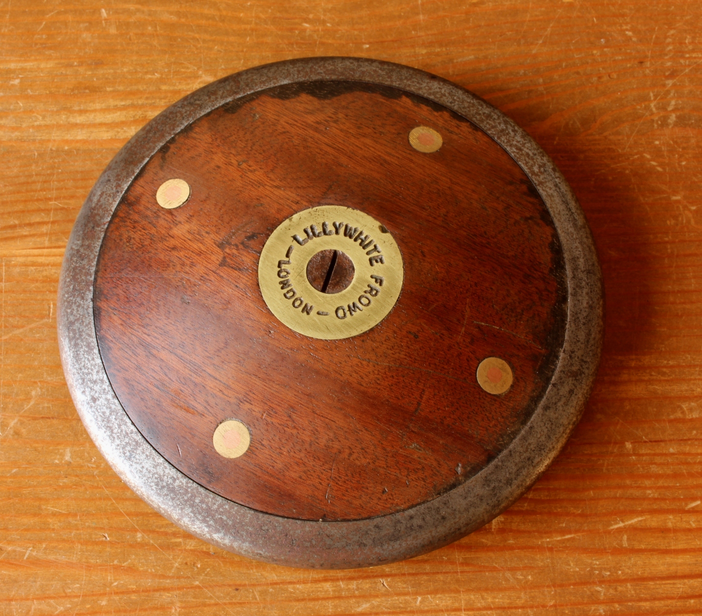 Wood Discus Lillywhite Frowd London. Door Stop, Gym, Sports Bar or Prop.