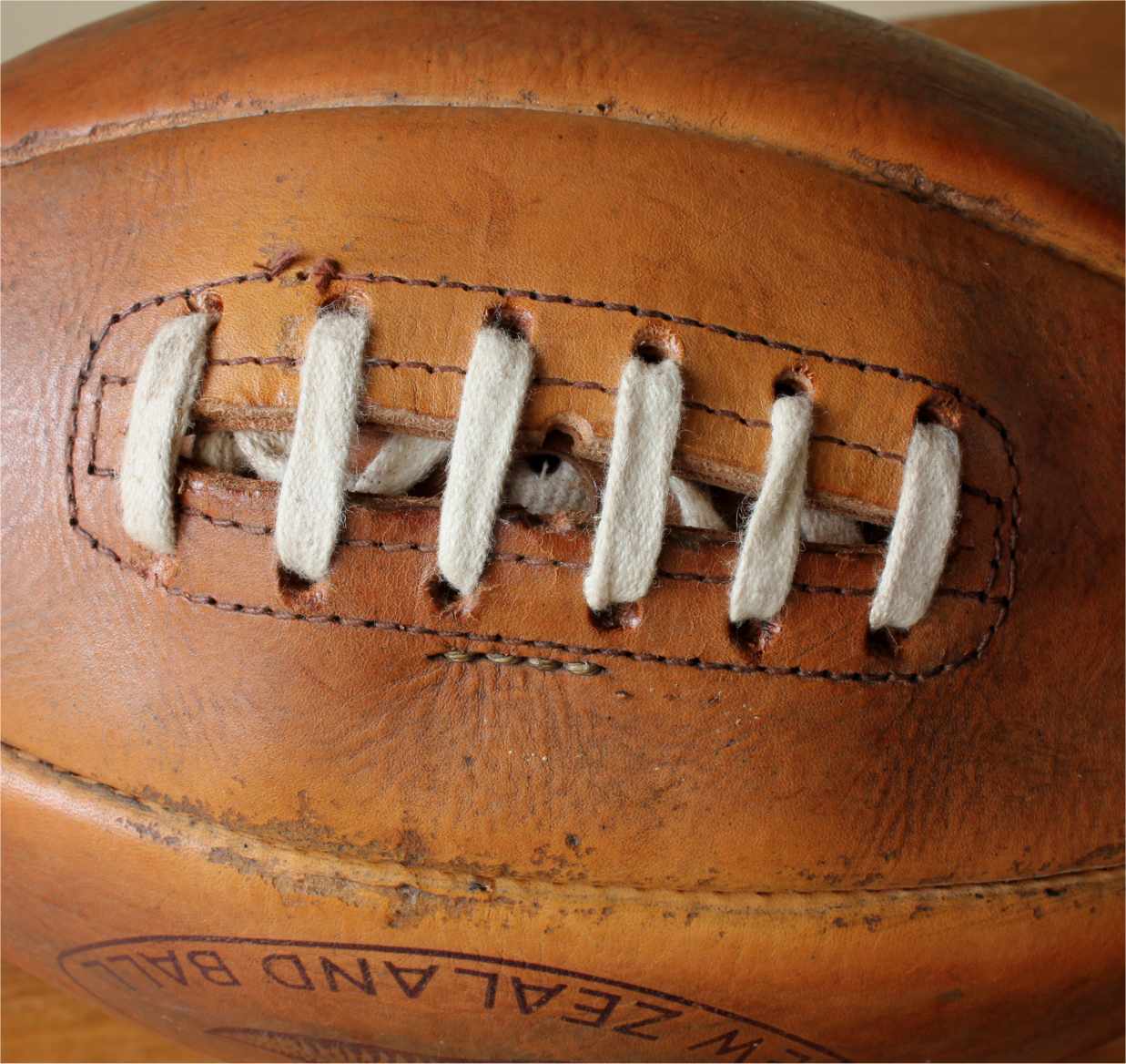 Vintage Lillywhite New Zealand Rugby Ball. Leather Lace Up Ball. c1950.