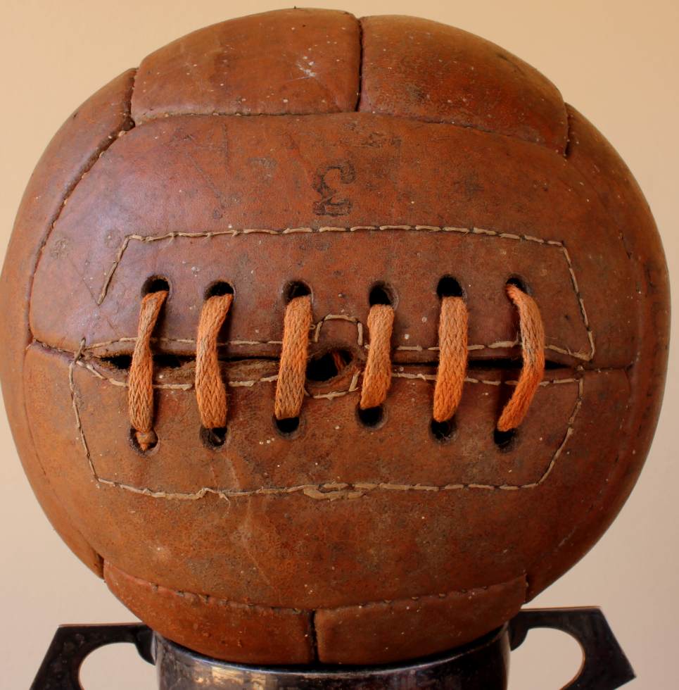 Lindop Commander Football. Leather 12 Panel Soccer Ball c1950.