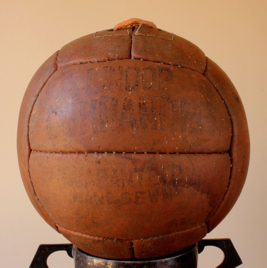 Lindop Commander Football. Leather 12 Panel Soccer Ball c1950.