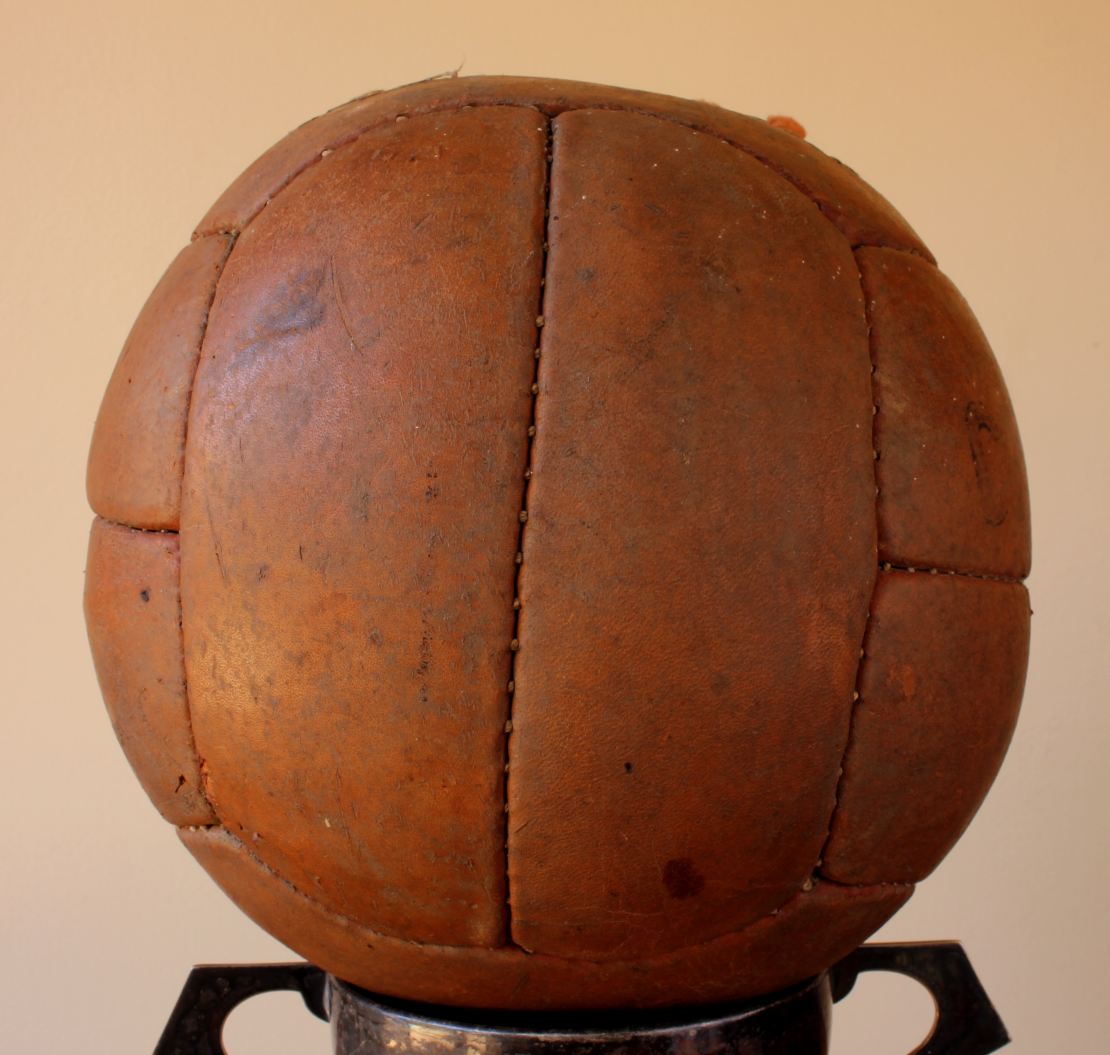 Lindop Commander Football. Leather 12 Panel Soccer Ball c1950.