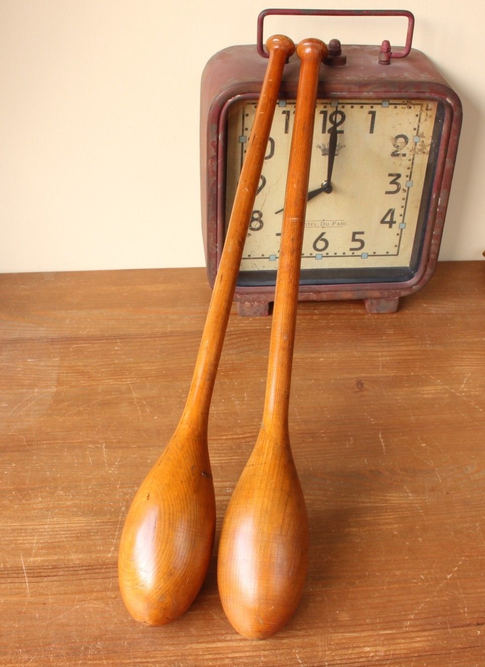 Vintage Wood Indian Clubs. Wooden Exercise Meels.