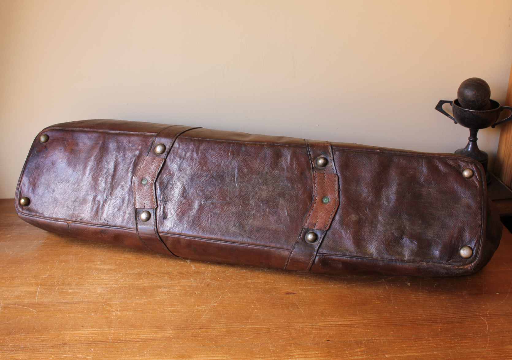 English Leather Cricket Kit Holdall. Long Coffin Bat Bag.