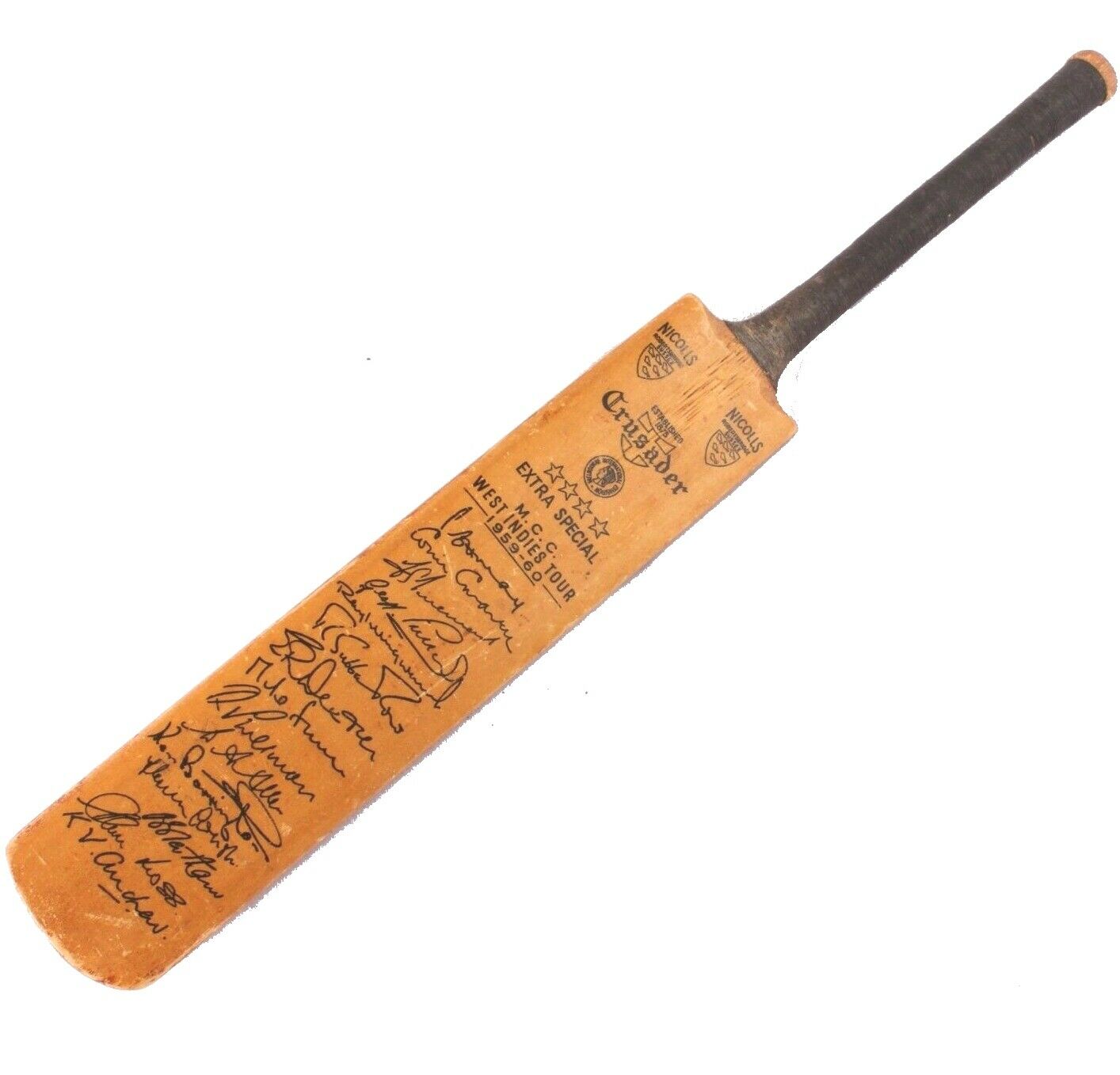 Miniature Nicolls Autograph Cricket Bat - MCC West Indies Tour 1959-1960.
