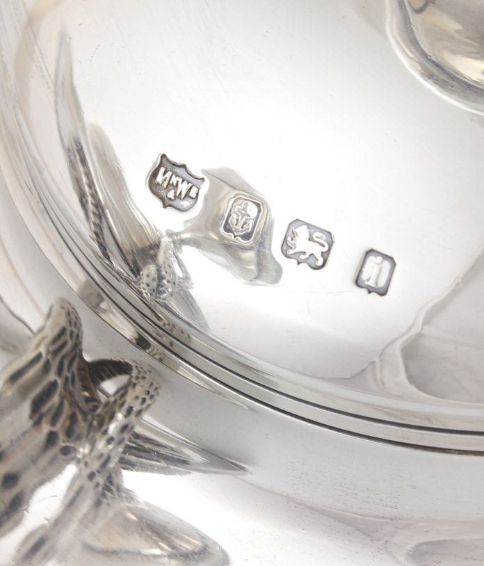 Solid Silver Mappin & Webb Serpent Bon Bon Dishes. Pair Snake Bowls 1908.