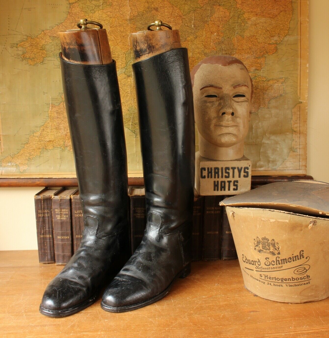 Henry Maxwell Wooden Boot Trees Keeps. Black Charles Smith Riding Boots.