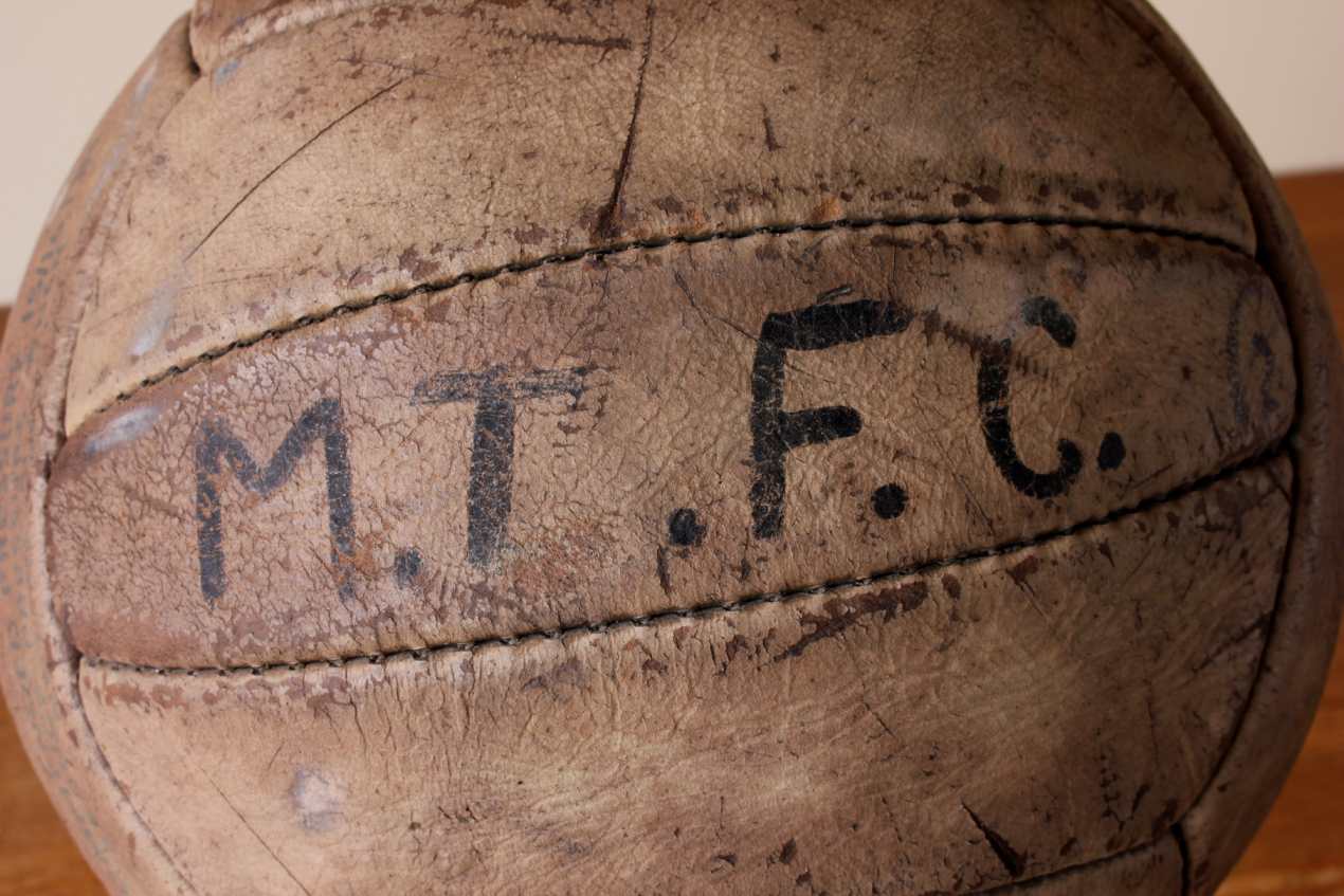 Mitre Master Football. Size 5 Mitrox Leather Soccer Ball. M.T.F.C. 1959.