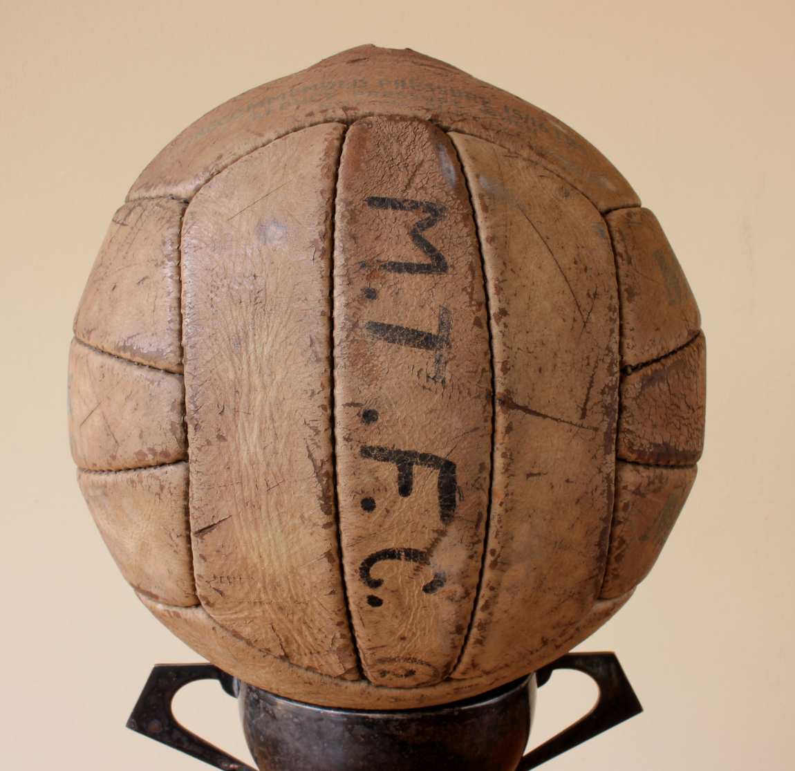 Mitre Master Football. Size 5 Mitrox Leather Soccer Ball. M.T.F.C. 1959.