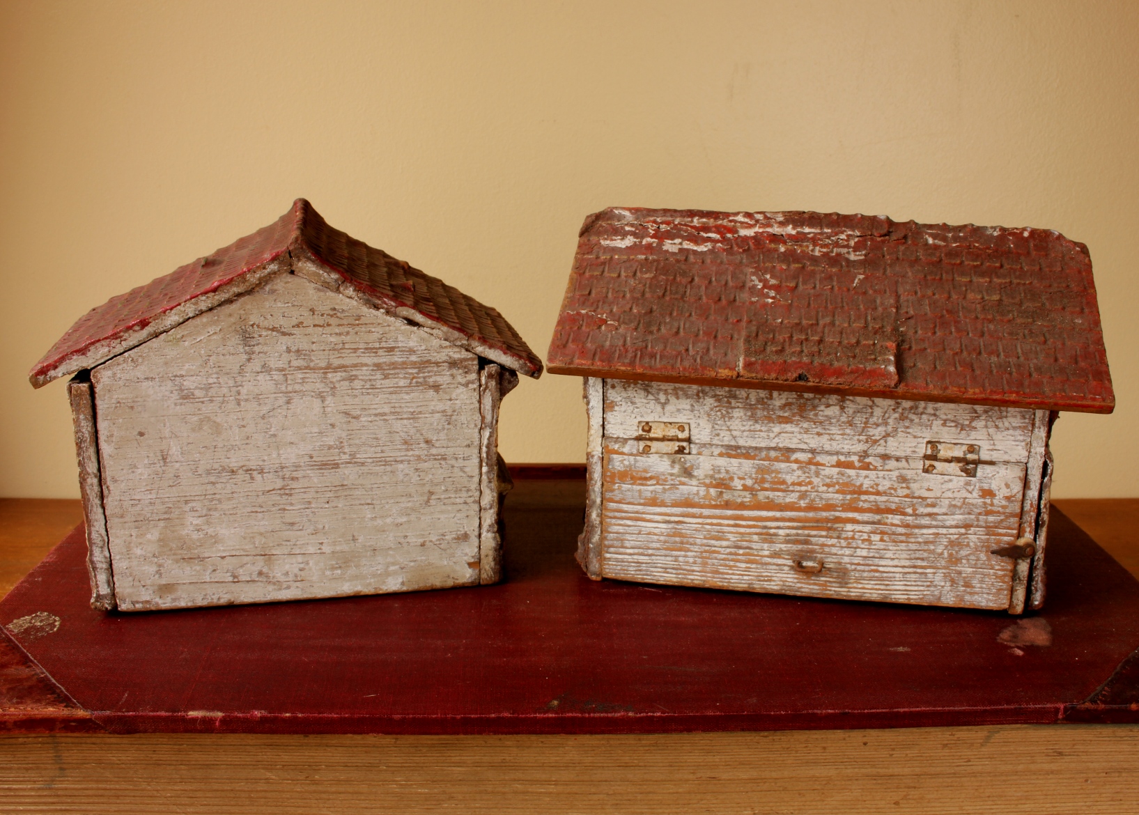 Two Miniature Cottages. Decorative Hand Built Model & Barn.