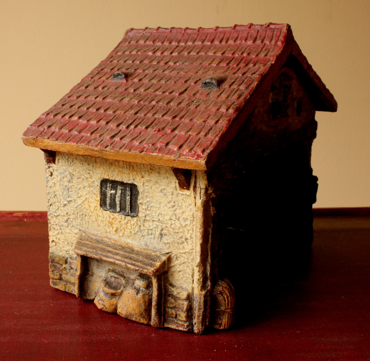 Two Miniature Cottages. Decorative Hand Built Model & Barn.