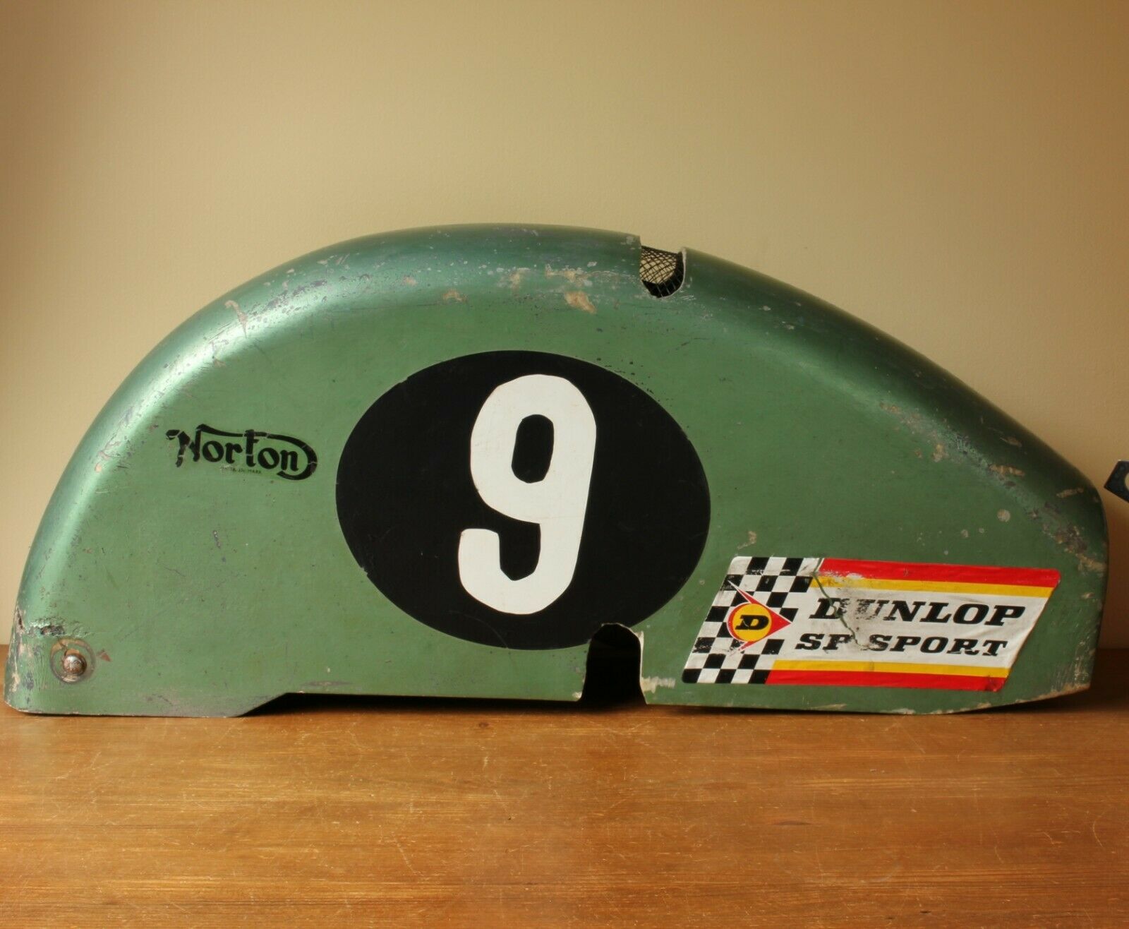 Norton Motorcycle Sidecar Racing Wheel Cover. Motorbike Dunlop 1960's.