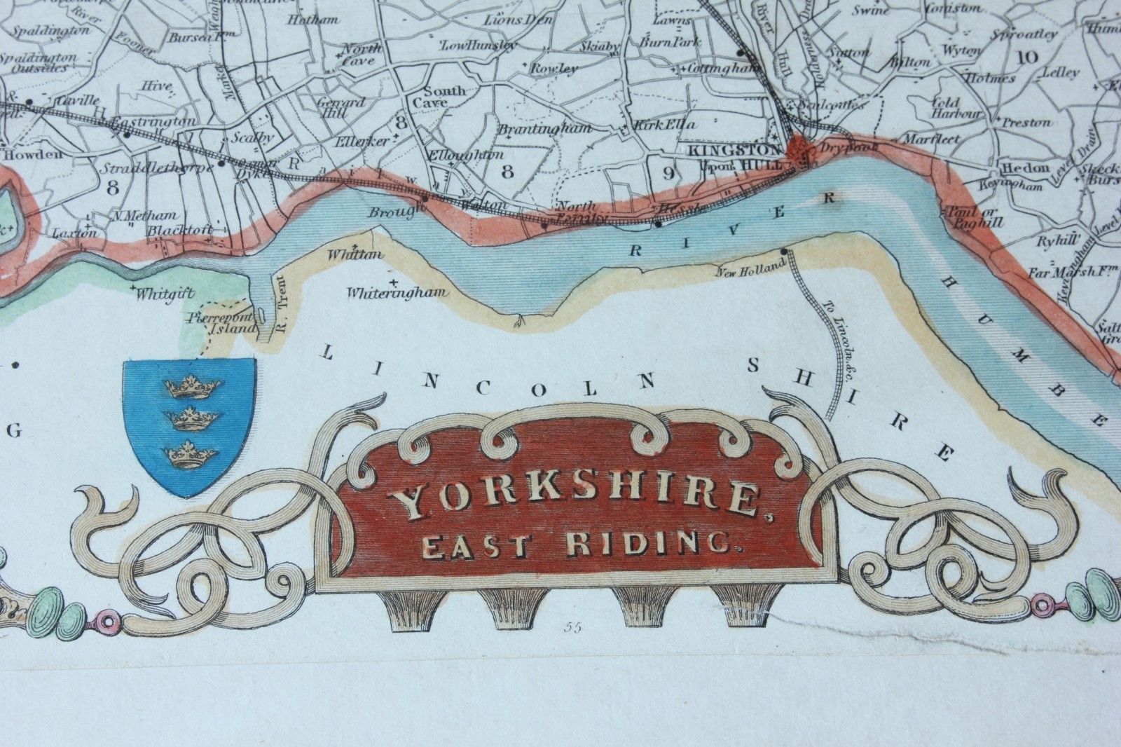Map of Yorkshire. Hull, Beverley Minster, East Riding. MOULE c1840.