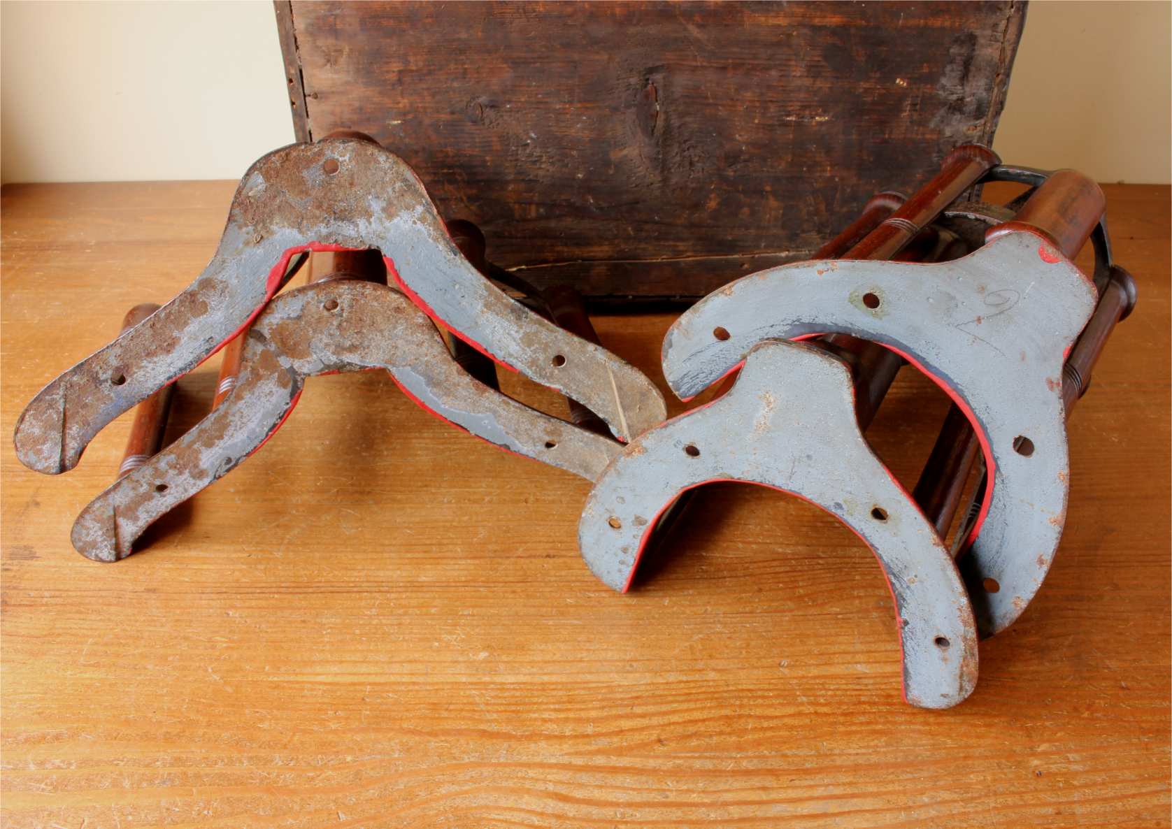 4 Antique Saddle Harness Tack Racks. Musgrave & Co. Horse Stable. c1890.