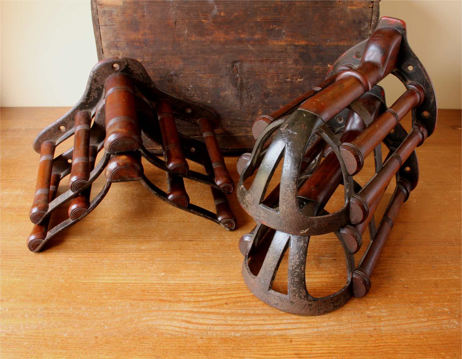 4 Antique Saddle Harness Tack Racks. Musgrave & Co. Horse Stable. c1890.
