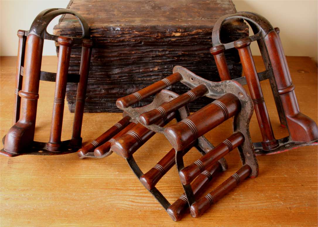 4 Antique Saddle Harness Tack Racks. Musgrave & Co. Horse Stable. c1890.