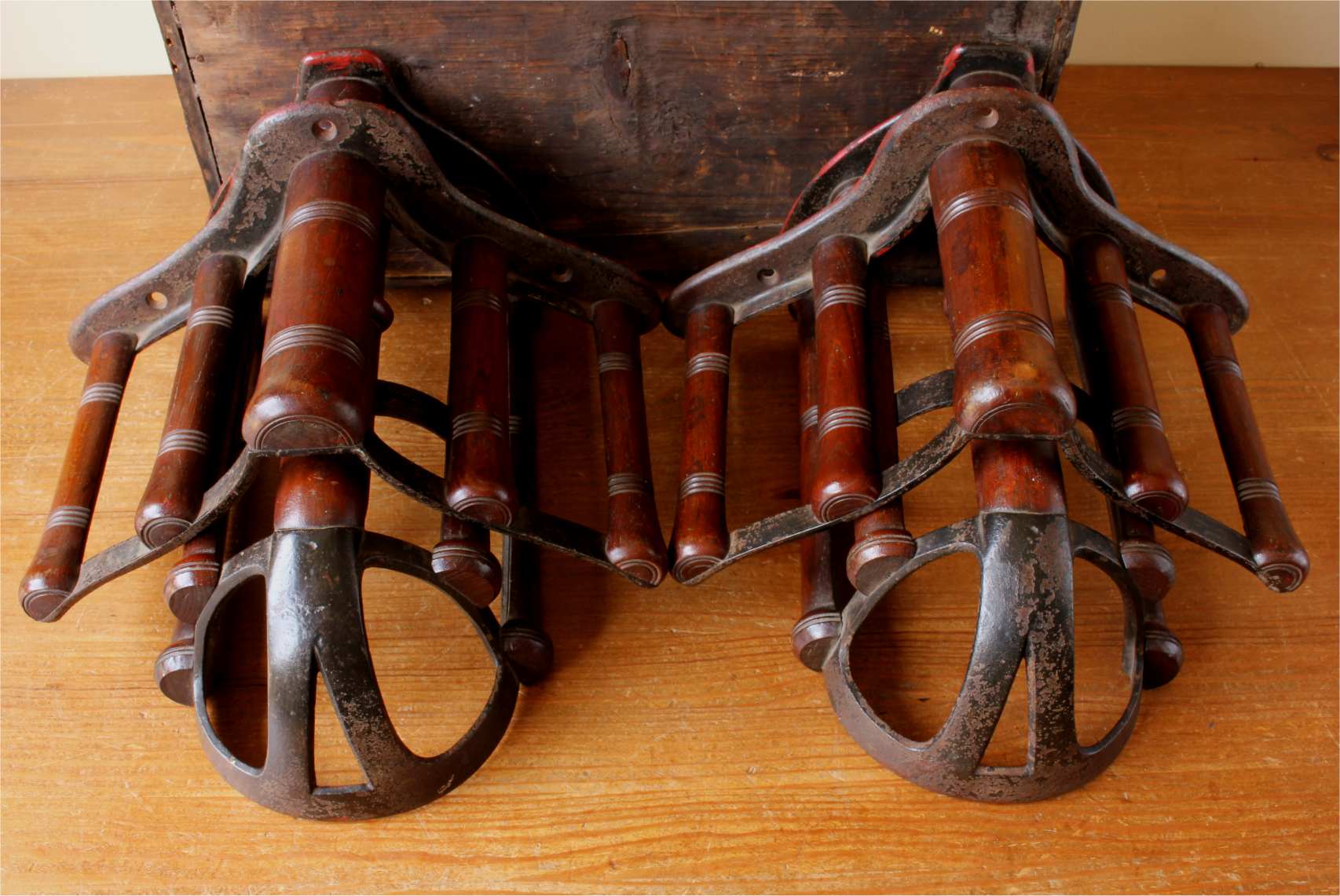 4 Antique Saddle Harness Tack Racks. Musgrave & Co. Horse Stable. c1890.