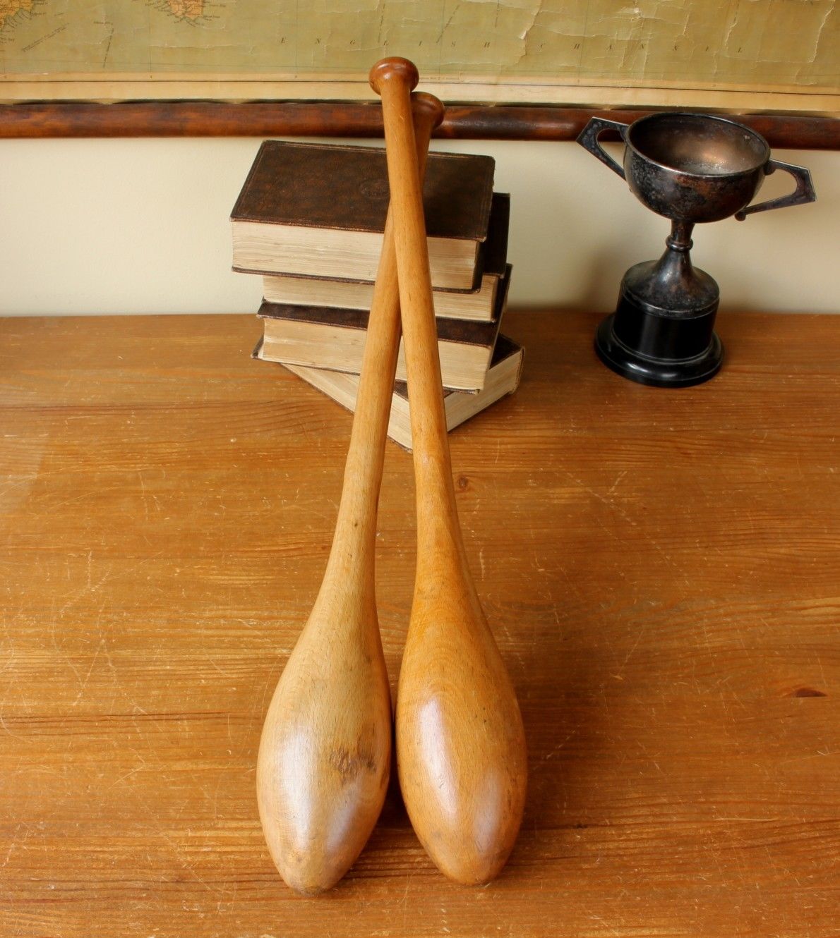 Antique No3 Indian Clubs. Wooden Exercise Meels. Vintage Prop, Gym, Bar ...