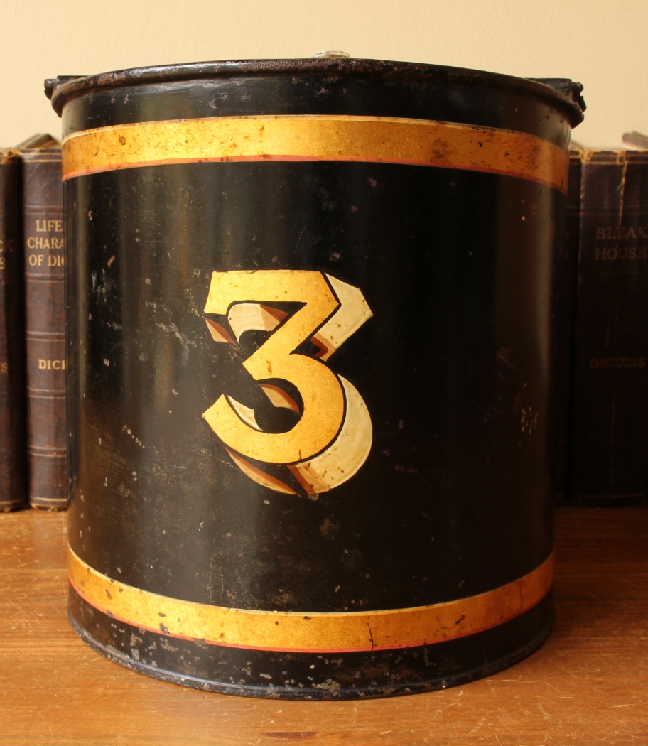 French Number 3 Tea / Coffee Tin. Black & Gold Toleware Shop Container.
