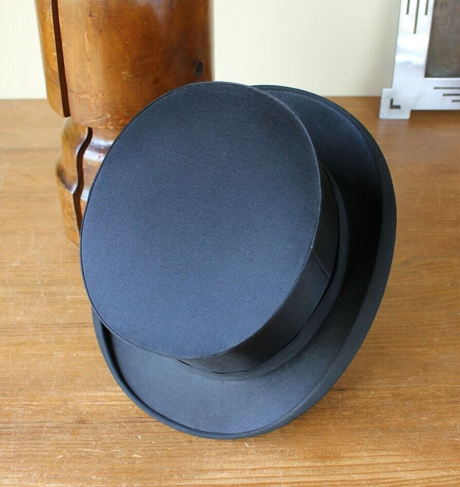 Black Silk Opera Top Hat. German Collapsible Pop Up. UK 6 7/8.