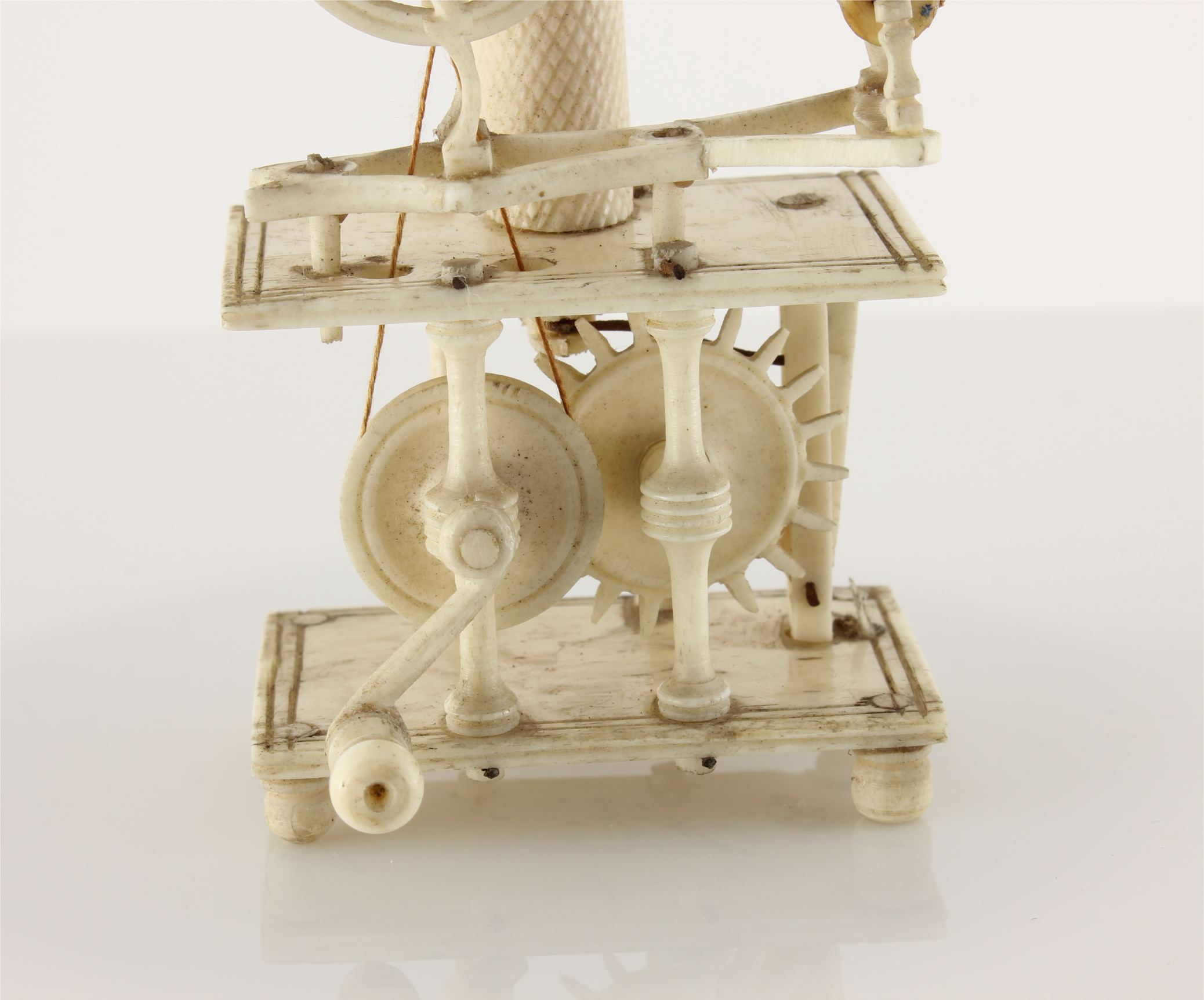 Napoleonic Prisoner of War Spinning Jenny Bone Automaton Folk Art c1810.