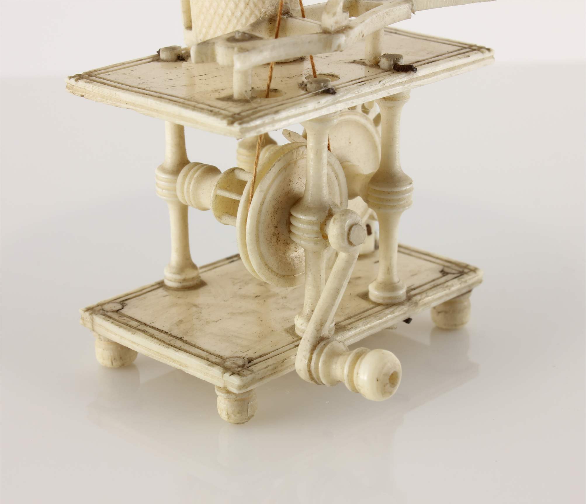 Napoleonic Prisoner of War Spinning Jenny Bone Automaton Folk Art c1810.
