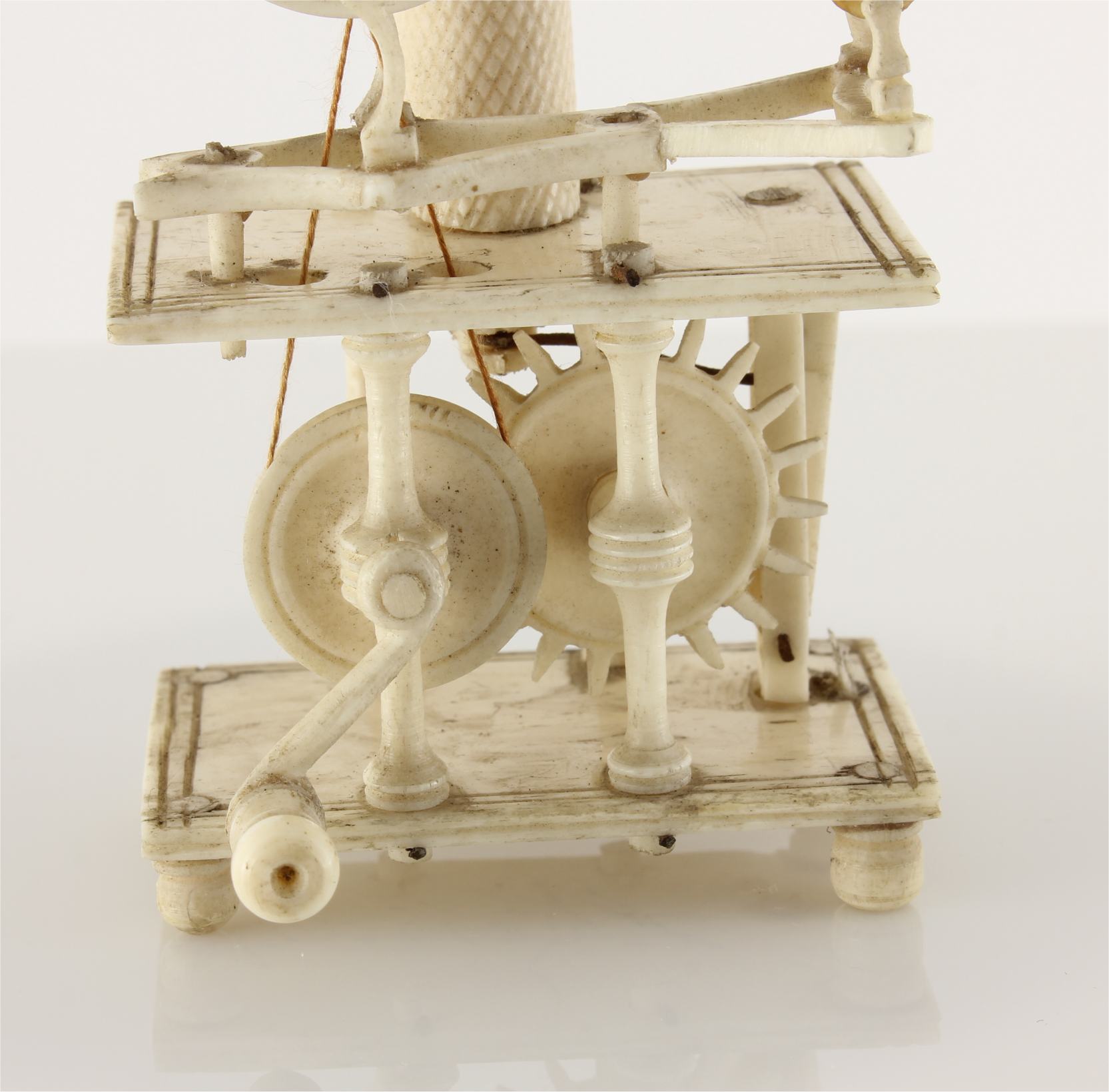 Napoleonic Prisoner of War Spinning Jenny Bone Automaton Folk Art c1810.