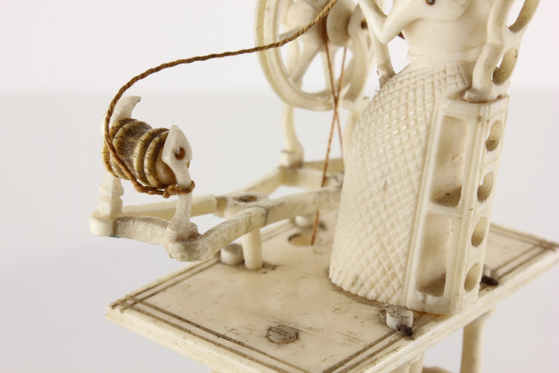 Napoleonic Prisoner of War Spinning Jenny Bone Automaton Folk Art c1810.