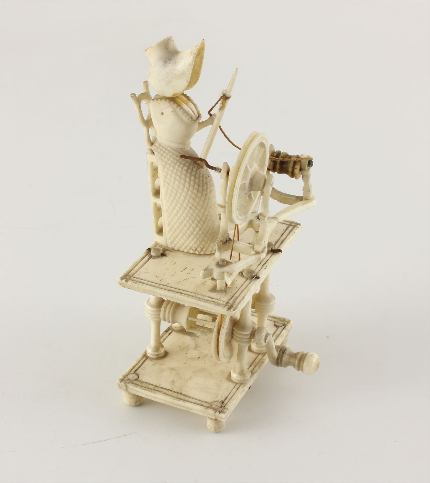 Napoleonic Prisoner of War Spinning Jenny Bone Automaton Folk Art c1810.