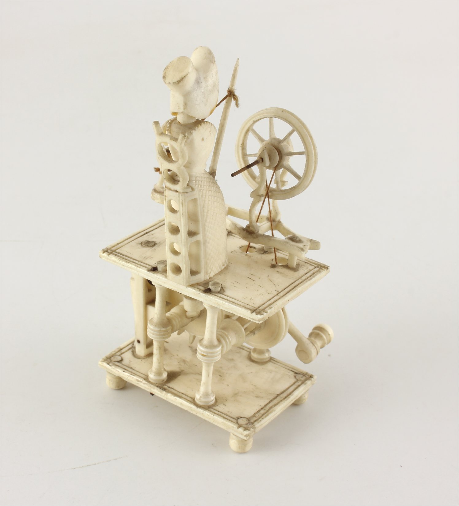 Napoleonic Prisoner of War Spinning Jenny Bone Automaton Folk Art c1810.