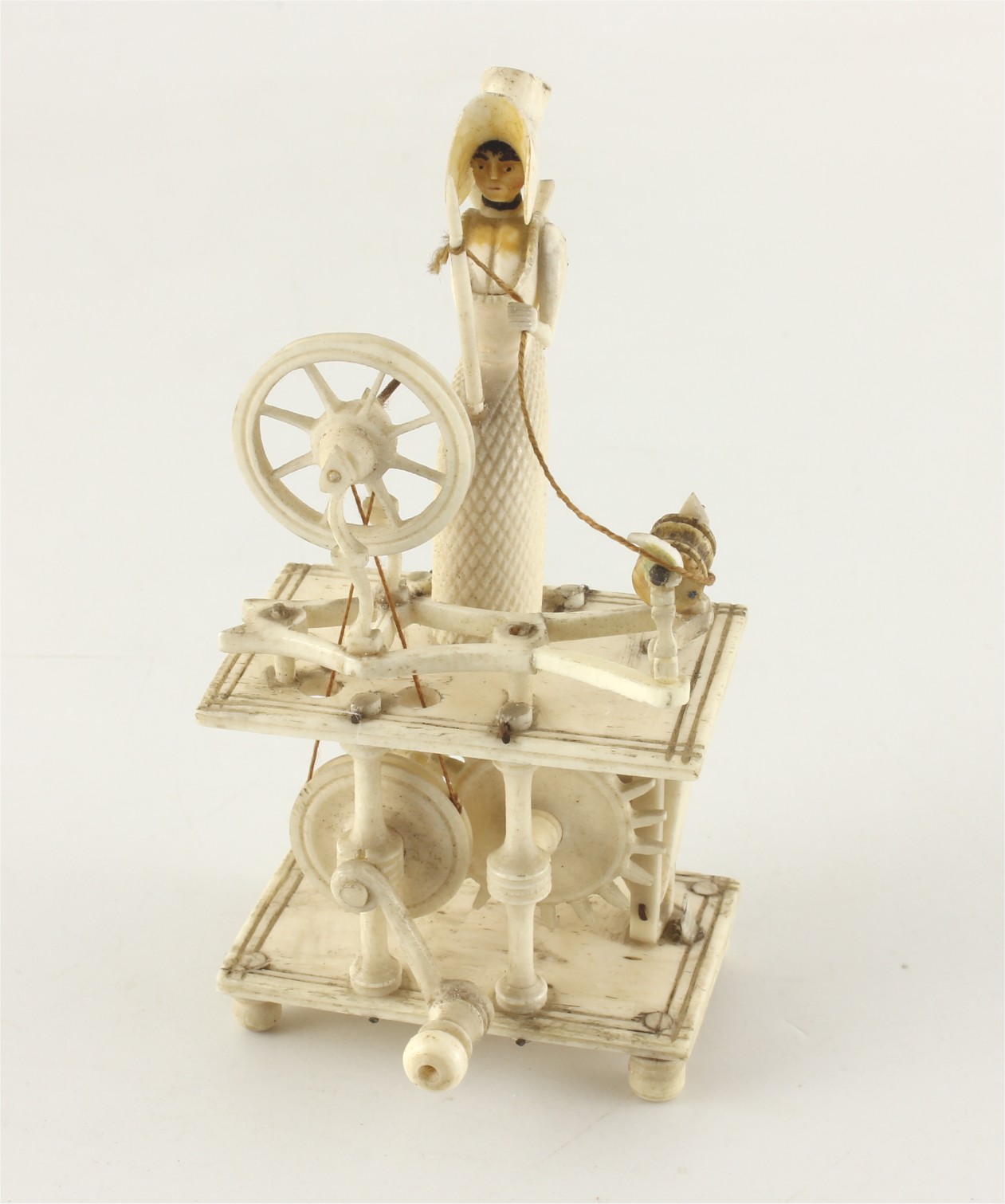 Napoleonic Prisoner of War Spinning Jenny Bone Automaton Folk Art c1810.