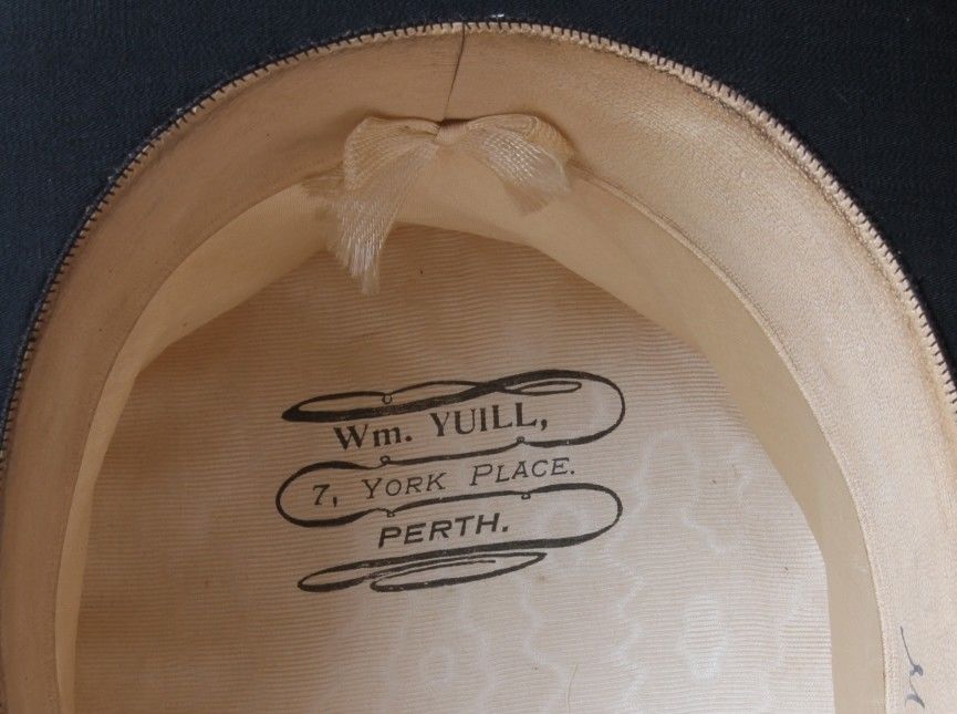 Black Moleskin Plush Silk Top Hat & Box. William Yuill, Perth. UK 6 7/8.