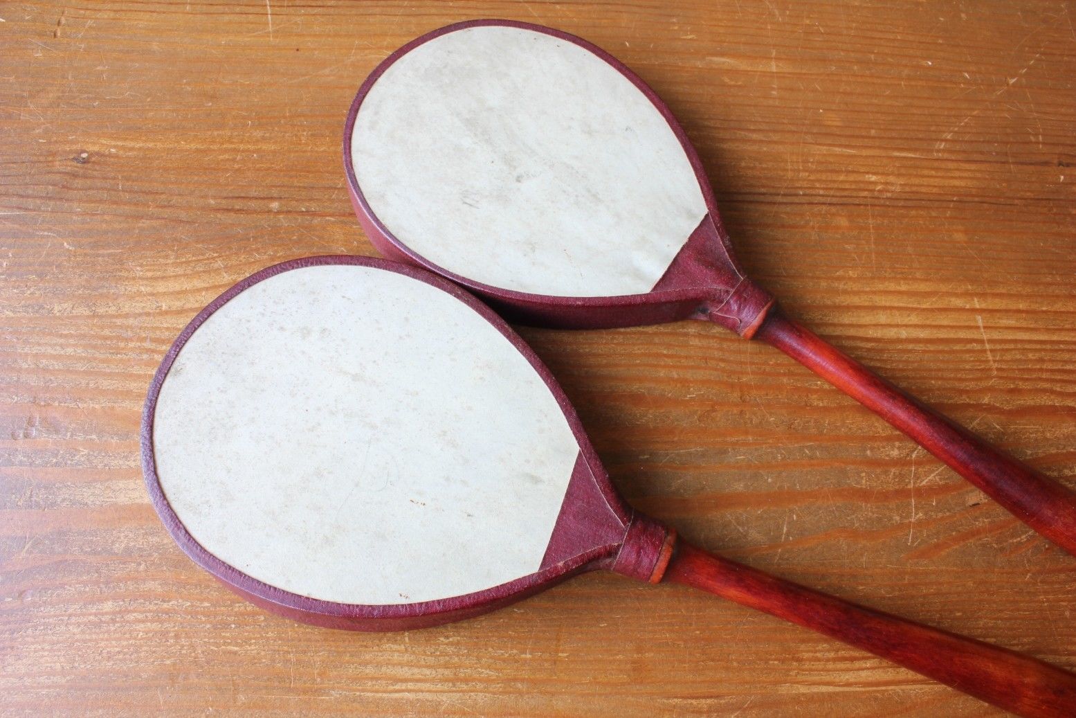 Ping Pong Table Tennis Bats Vellum Gossima Paddles c1910.