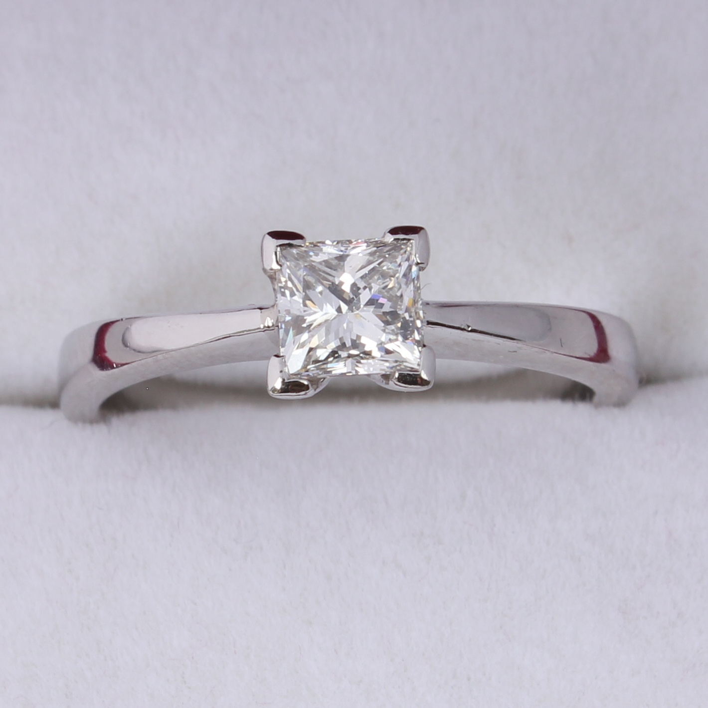 Platinum & Diamond Solitaire Princess Square Cut 0.50ct Ring ...