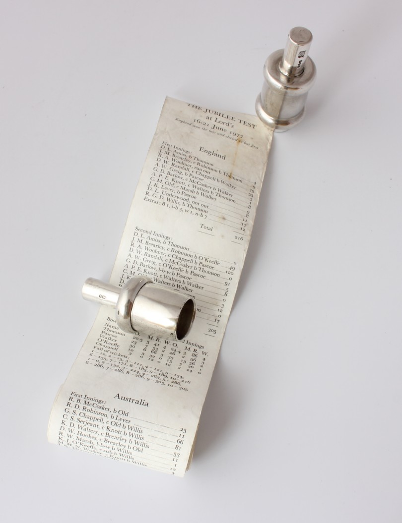 Silver Cricket Bail. Jubilee Test Match 1977. England v Australia.