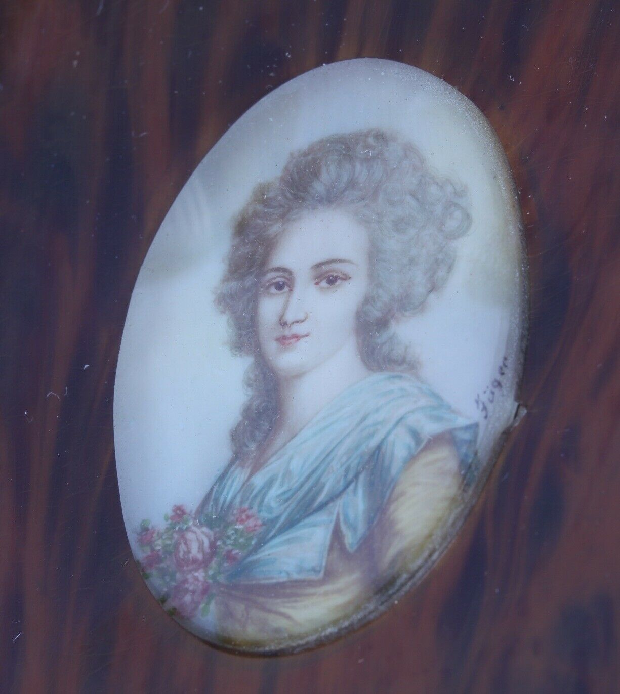 Antique Portrait Painting Miniature Of Madame Elisabeth.