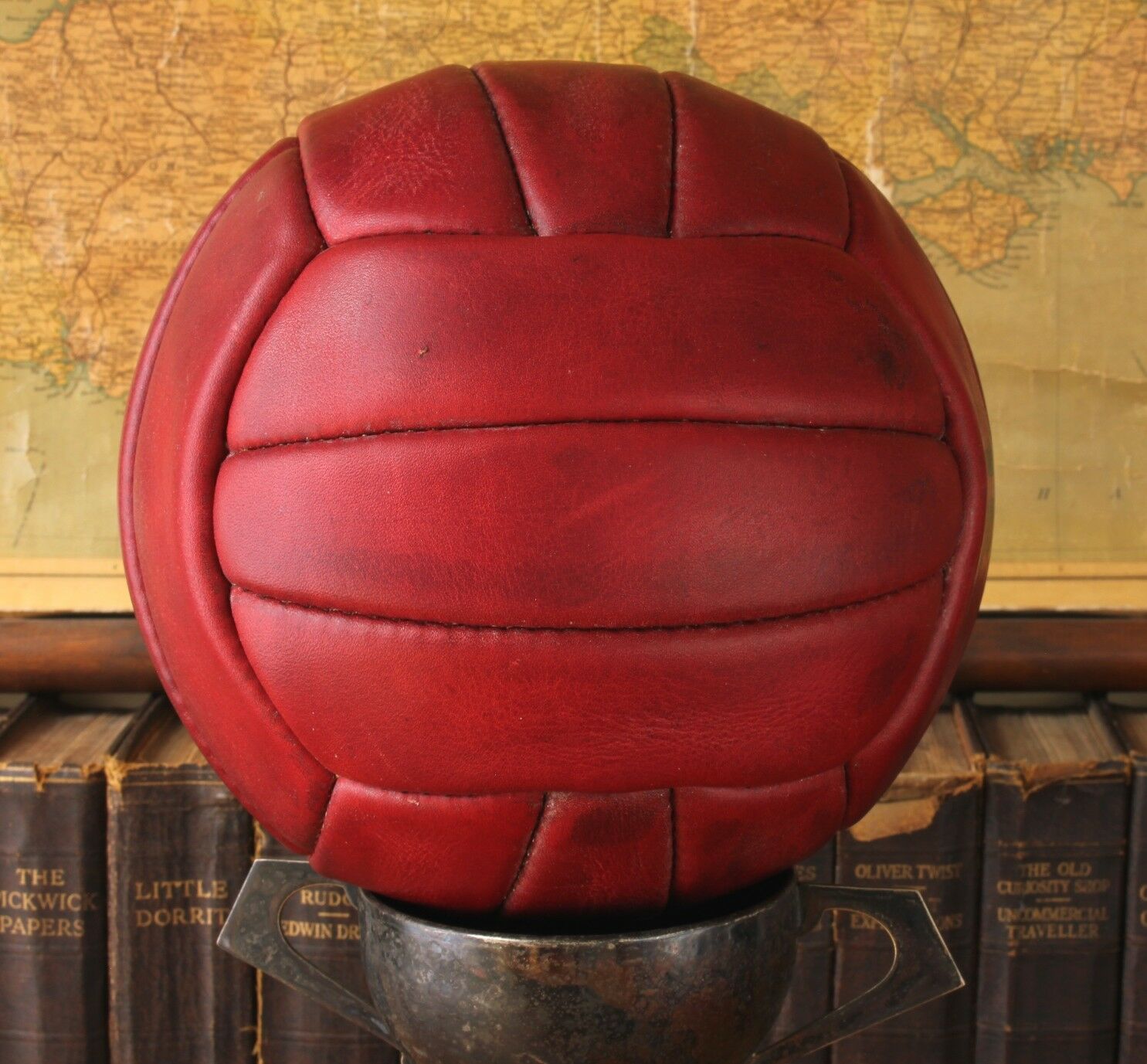 Jack Hatfield Slazenger Red Leather Laceless Football. Old Soccer Ball.